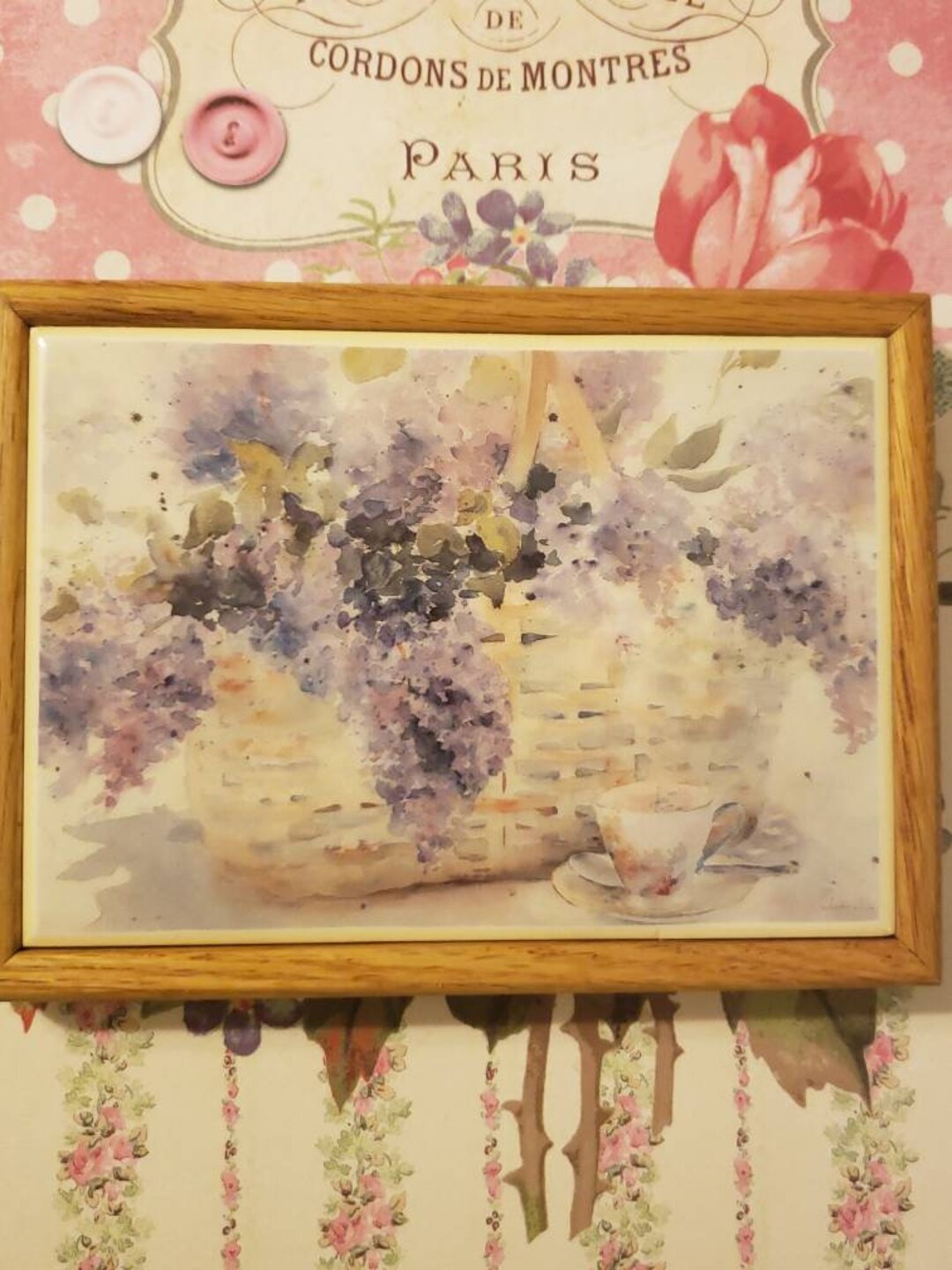 Pretty Vintage Teacup & Wicker Floral Basket Ceramic Trivet - Etsy