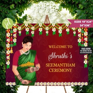Seemantham Ceremony Sign, Baby Shower Sign, Valaikappu Sign, Desi Baby ...