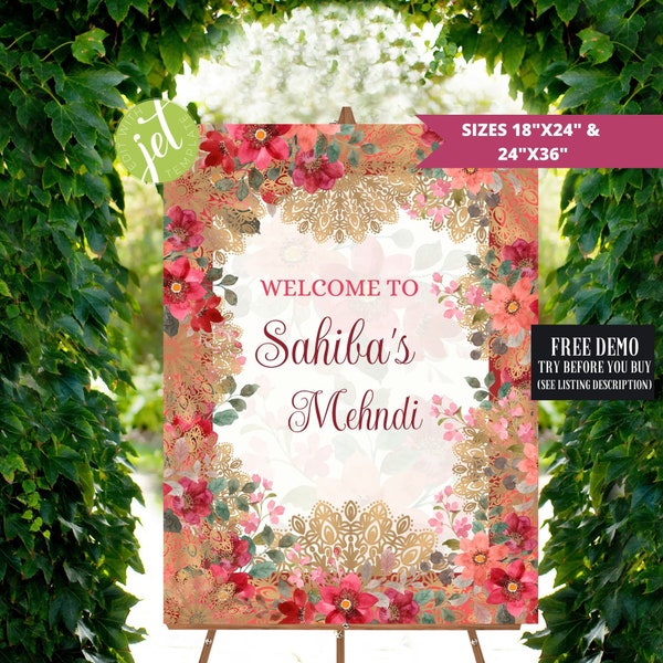 Digital Mehndi Welcome Sign - Etsy