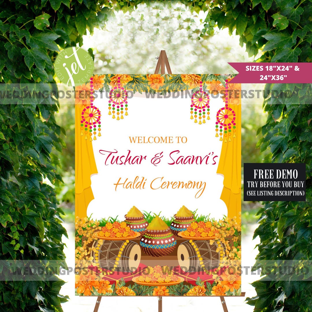Haldi Sign Digital Template as Haldi Decor, Haldi Welcome Sign, Vatna ...