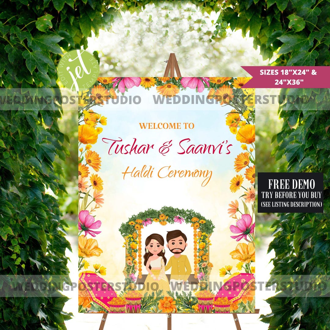 Couple Haldi Sign as Haldi Decor, Vatna Sign, Maticoor Sign, Gaye Holud ...