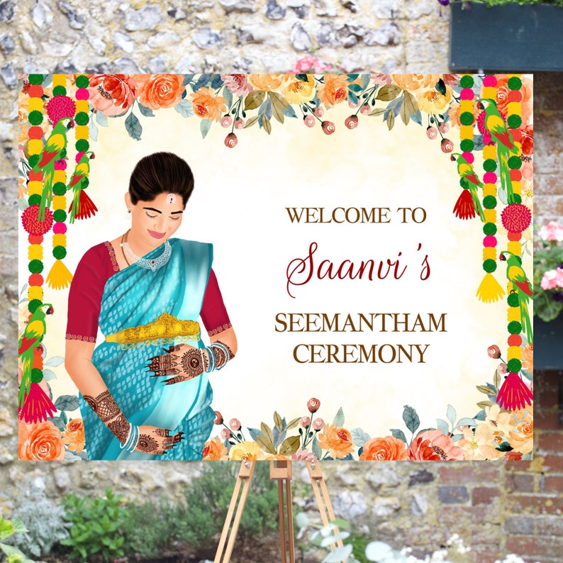 Seemantham Ceremony Sign: Desi Baby Shower Decor (digital Download) - Etsy