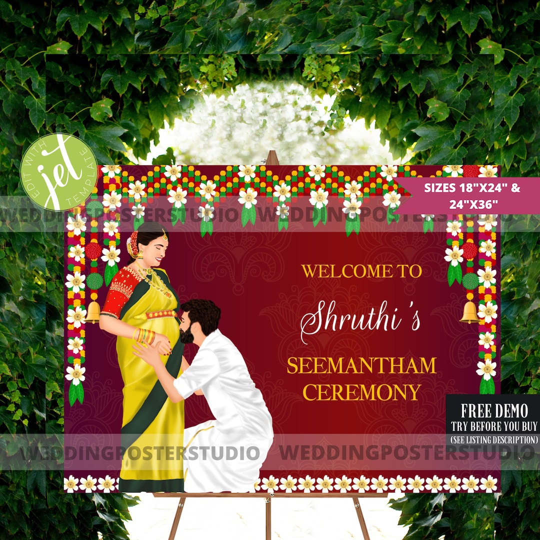 Seemantham Ceremony Sign: Desi Baby Shower Decor (digital Download) - Etsy