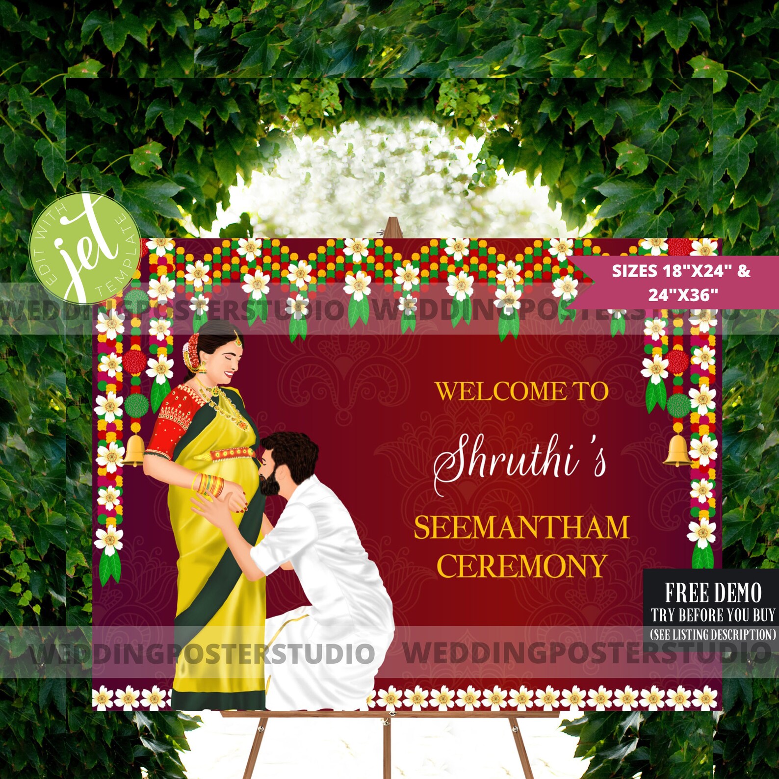 Seemantham Ceremony Sign: Desi Baby Shower Decor (digital Download) - Etsy