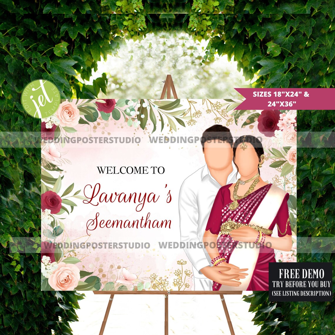 Seemantham Ceremony Sign: Desi Baby Shower Decor (digital Download) - Etsy