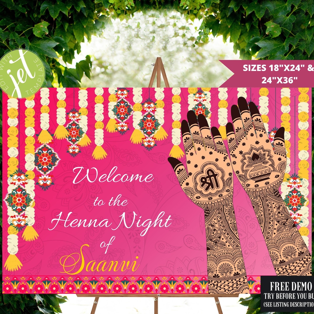 Mehendi Welcome Signage as Indian Wedding Welcome Signage, Mehndi ...
