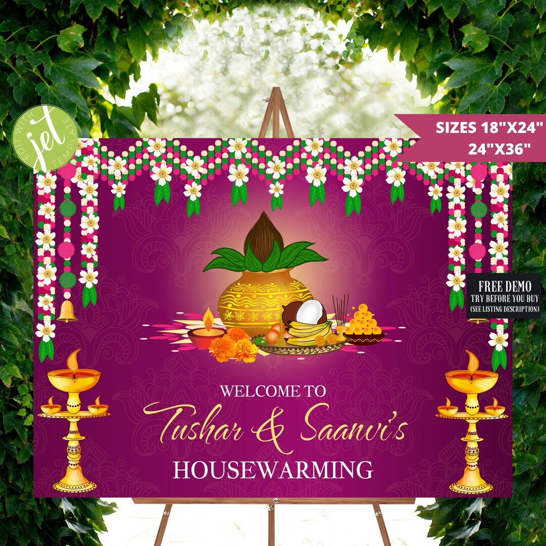 Housewarming Sign, Grah Shanti Sign, Vidhi Sign, Pooja Welcome Sign ...