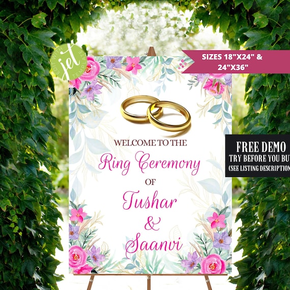 Indian Ring Ceremony/engagement Sign Engagement Welcome Sign - Etsy
