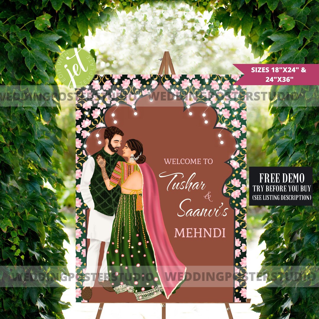 Couple Mehndi Sign, Mendhi Sign as Henna Decor Sign, Henna Sign, Henna ...