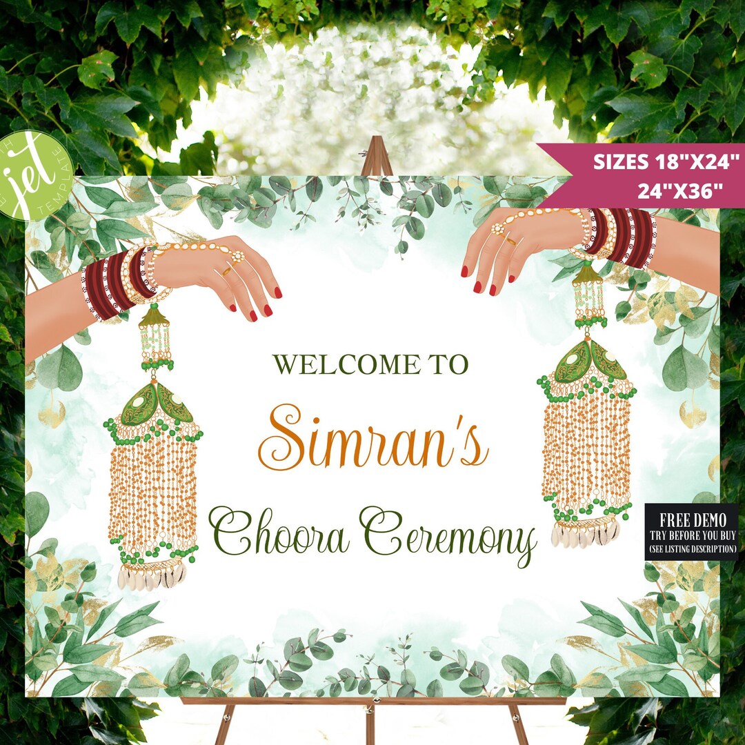 Choora Ceremony Welcome Signage Sikh Choora and Maiyan Sign - Etsy