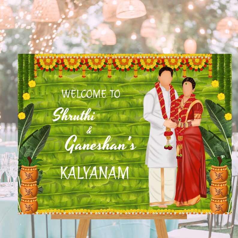 Tamil and Telugu Wedding Welcome Sign South Indian Wedding - Etsy