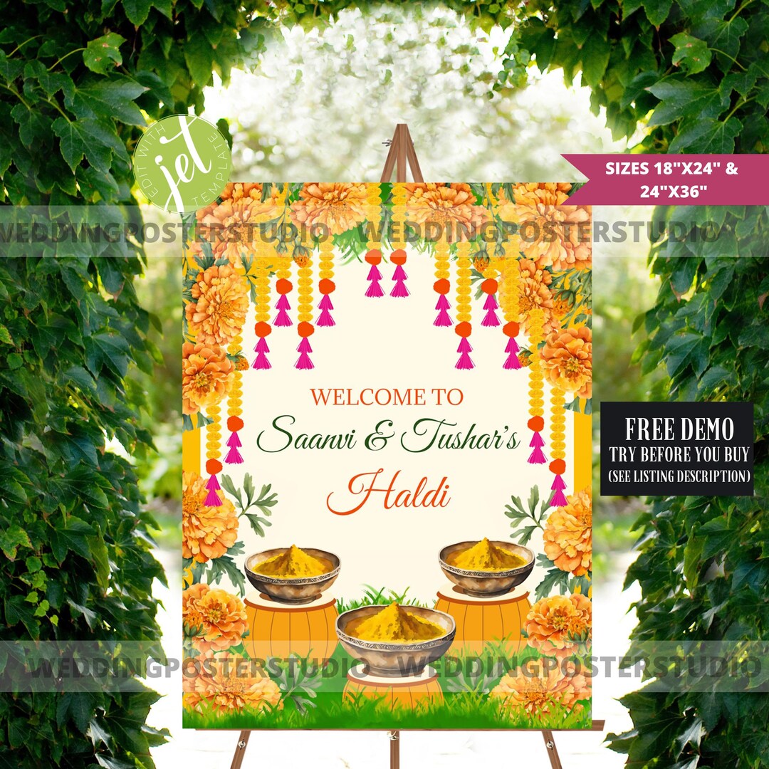 Haldi Sign as Haldi Decor, Haldi Welcome Sign, Vatna Sign, Maticoor ...
