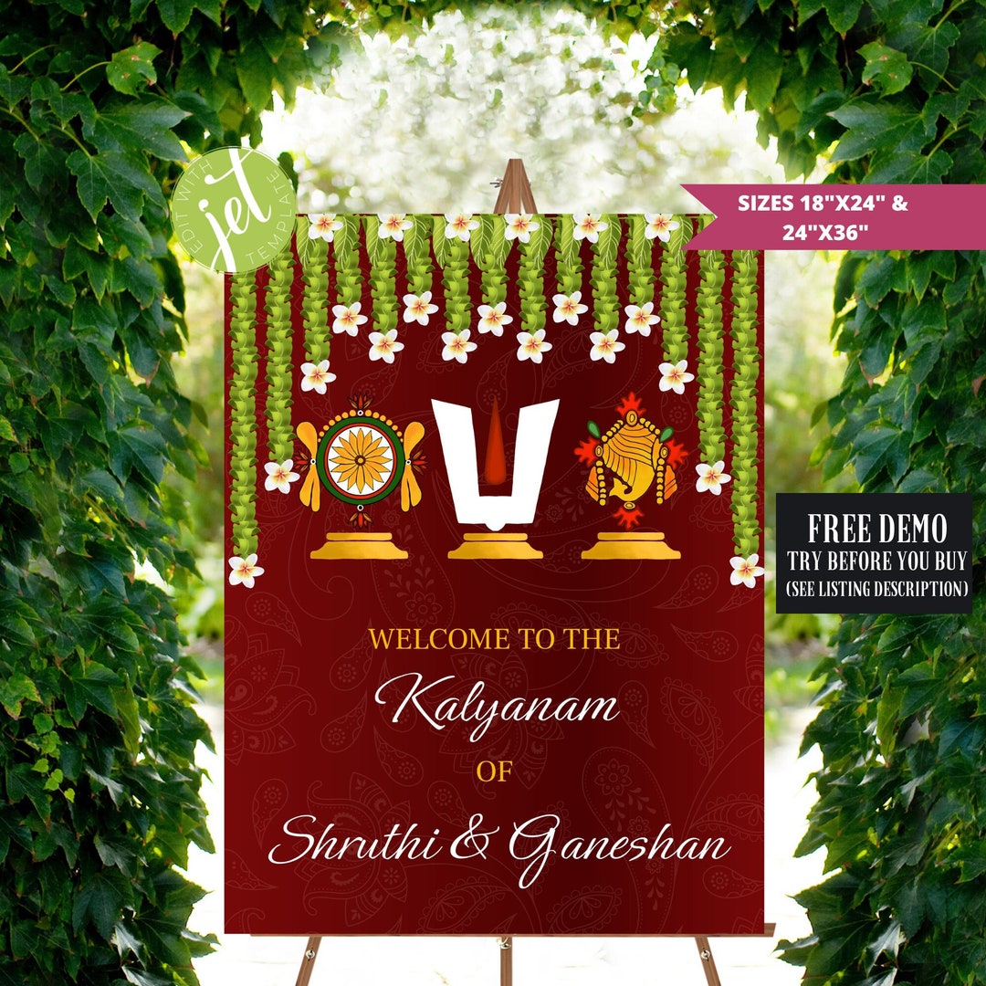Tamil/telugu Wedding Sign, Housewarming Sign, Gruhapravesh Sign, New ...