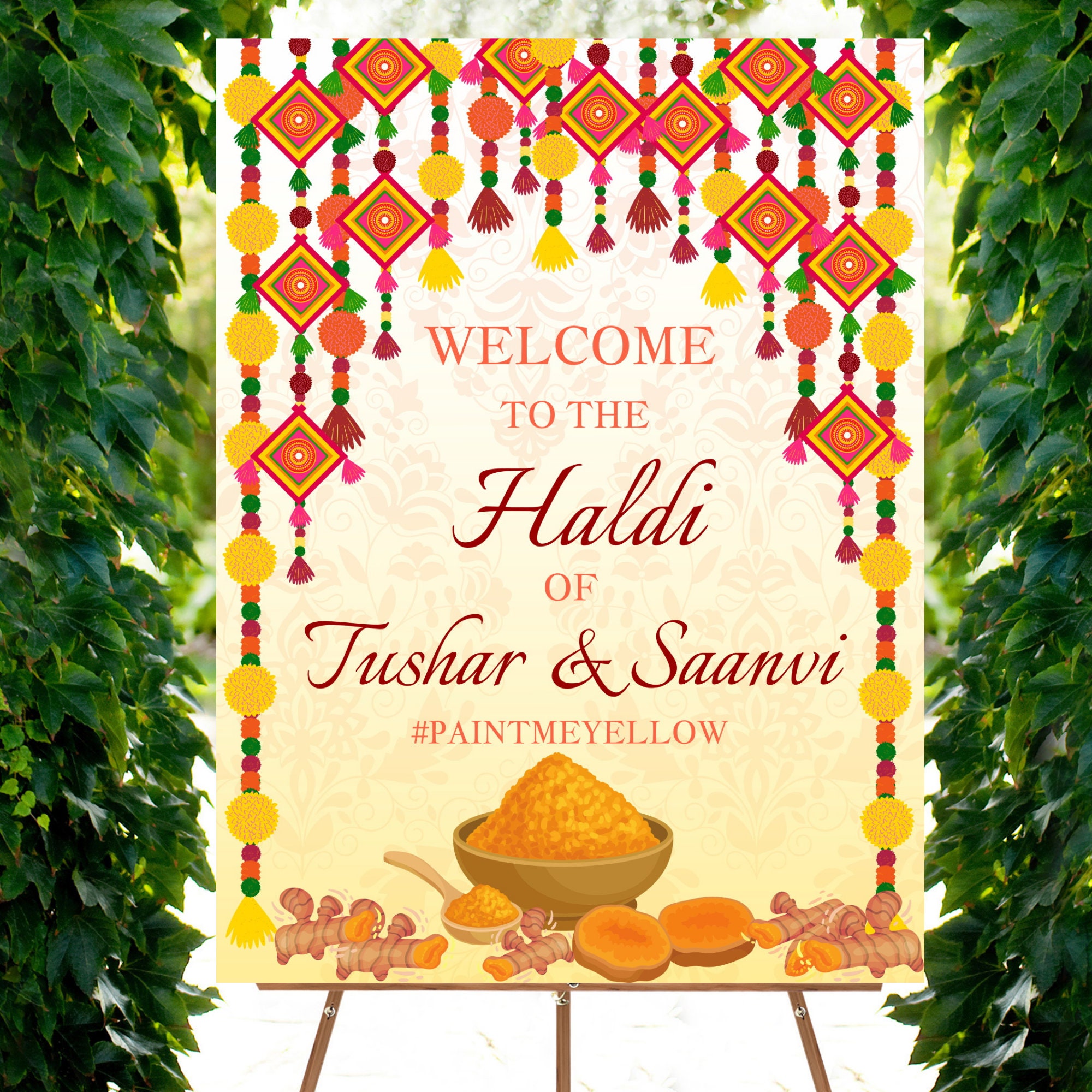 Haldi Sign Haldi Welcome Sign Vatna Sign Maticoor Sign - Etsy