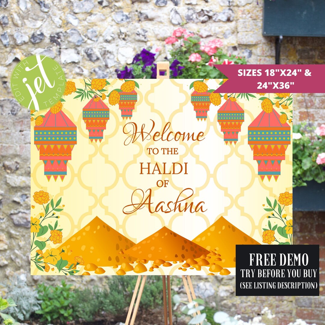 Buy Haldi Sign Haldi Welcome Sign Hindu Wedding Haldi Sign Online in ...
