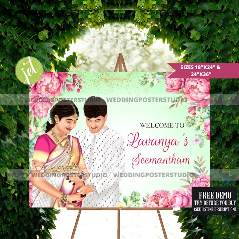 Seemantham Ceremony Sign: Desi Baby Shower Decor (digital Download) - Etsy