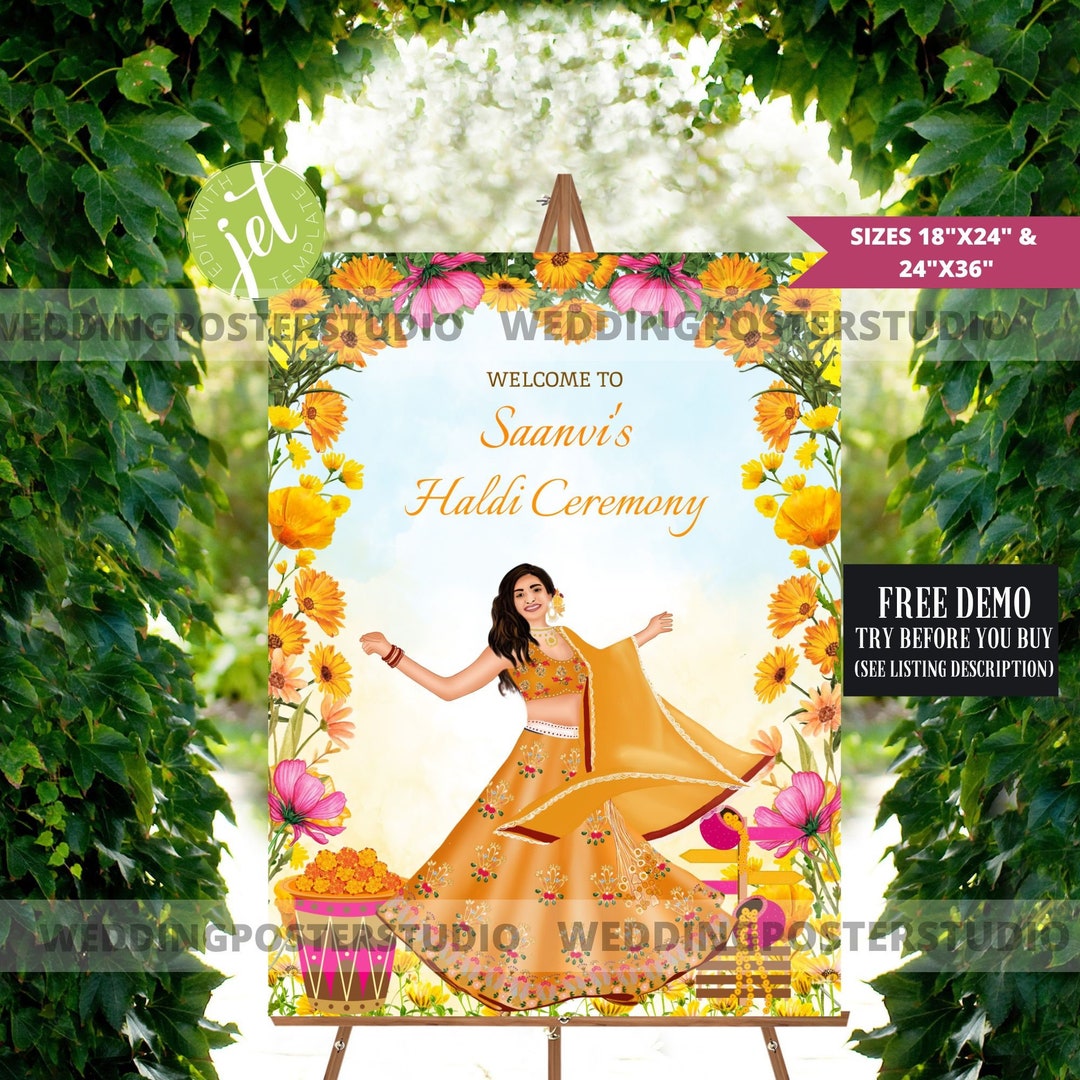 Haldi Decor Signs as Pithi Signs, Haldi Posters as Welcome to Haldi ...