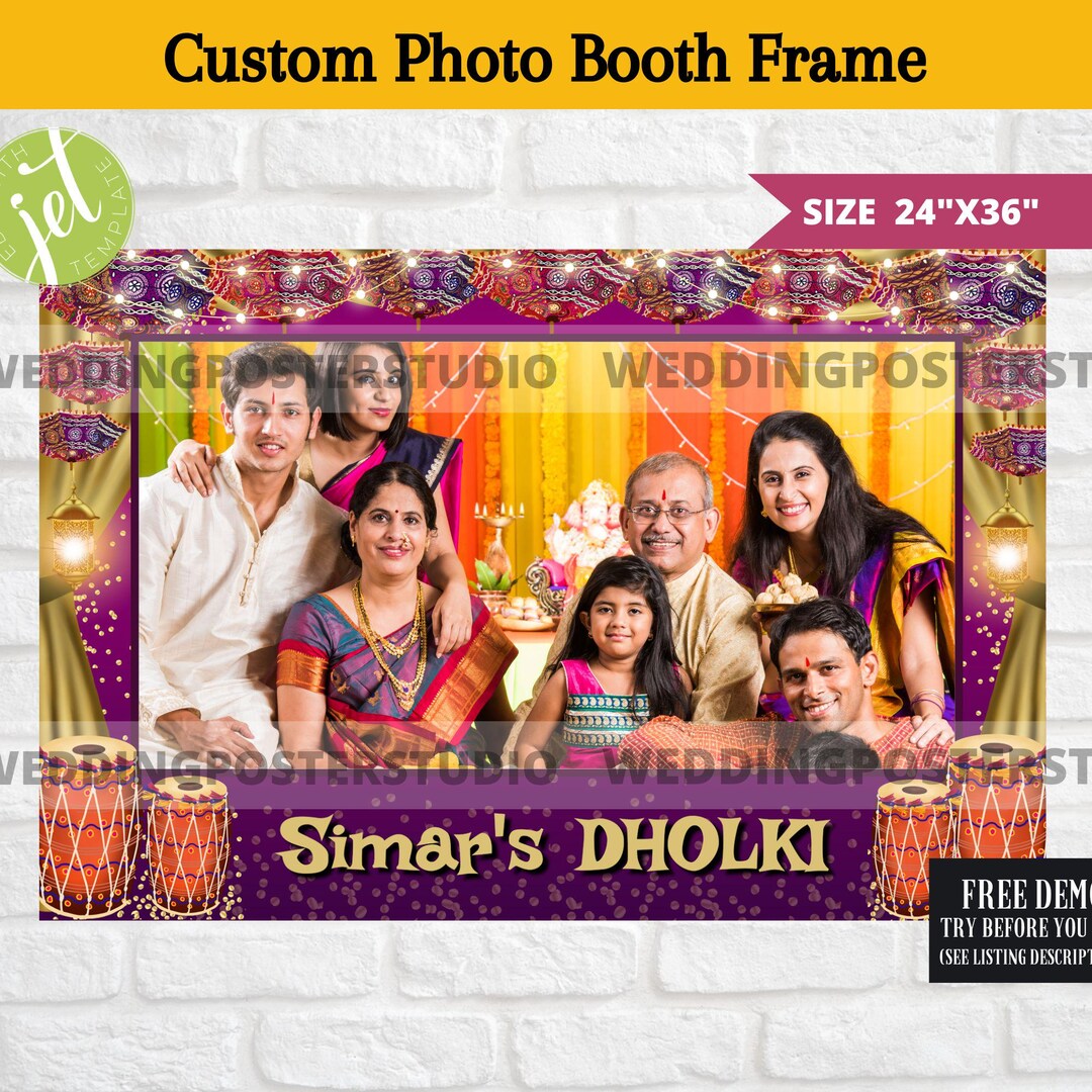 Dholki, Sangeet, Mehndi Photo Booth Frame: Indian Wedding Prop (digital ...