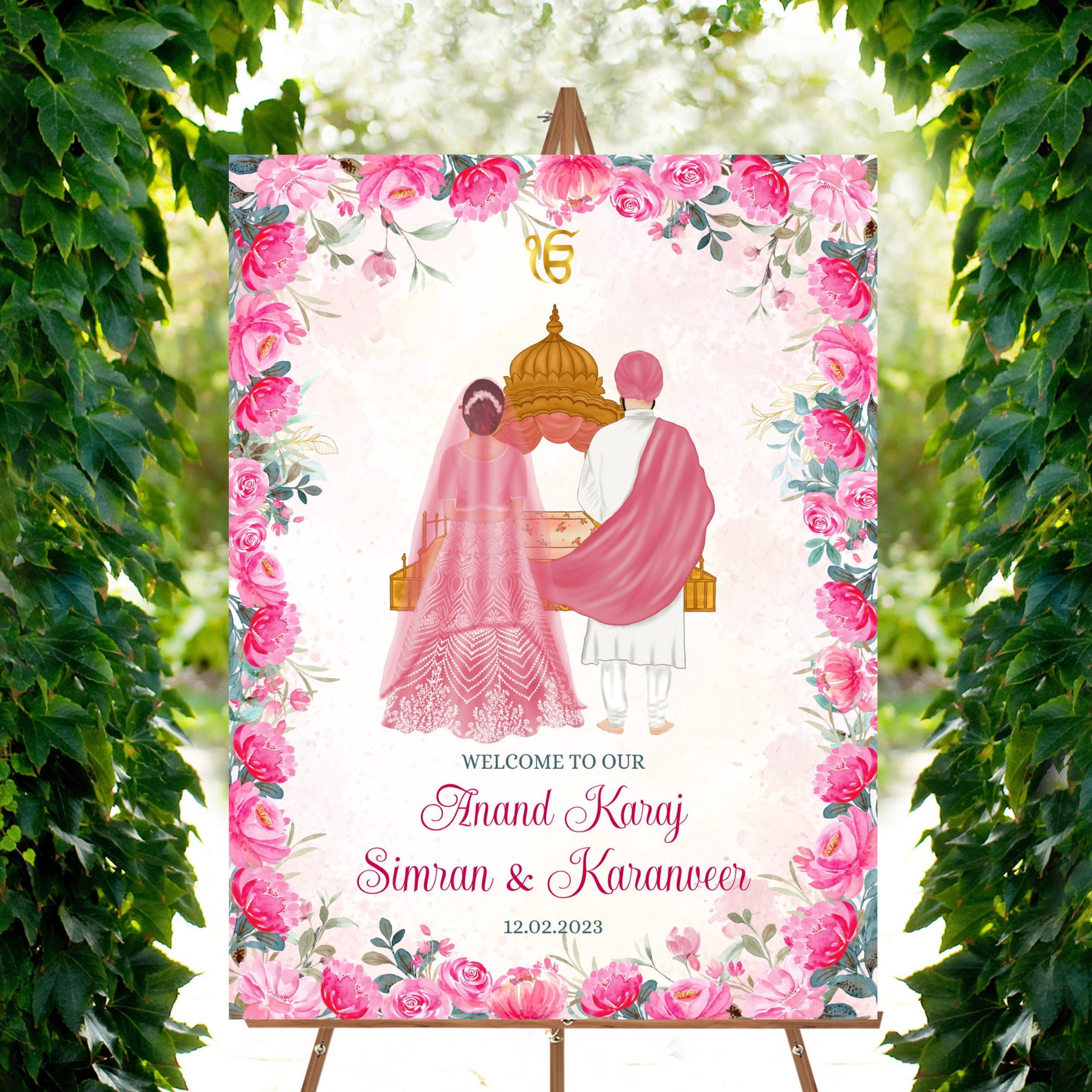 Anand Karaj Sign Sikh Wedding Welcome Sign Punjabi Wedding - Etsy