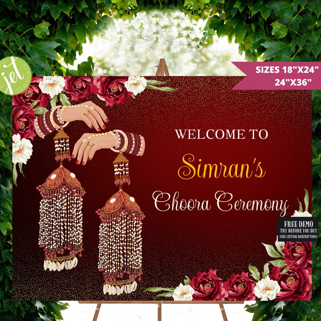 Punjabi/sikh Choora Welcome Signage Choora and Maiyan Sign - Etsy