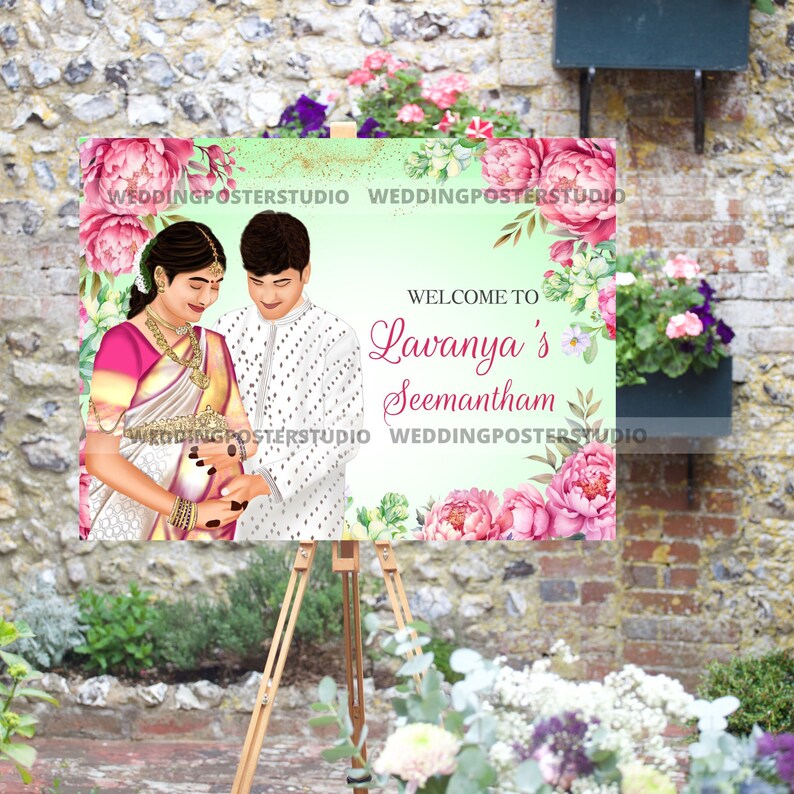 Seemantham Ceremony Sign: Desi Baby Shower Decor (digital Download) - Etsy
