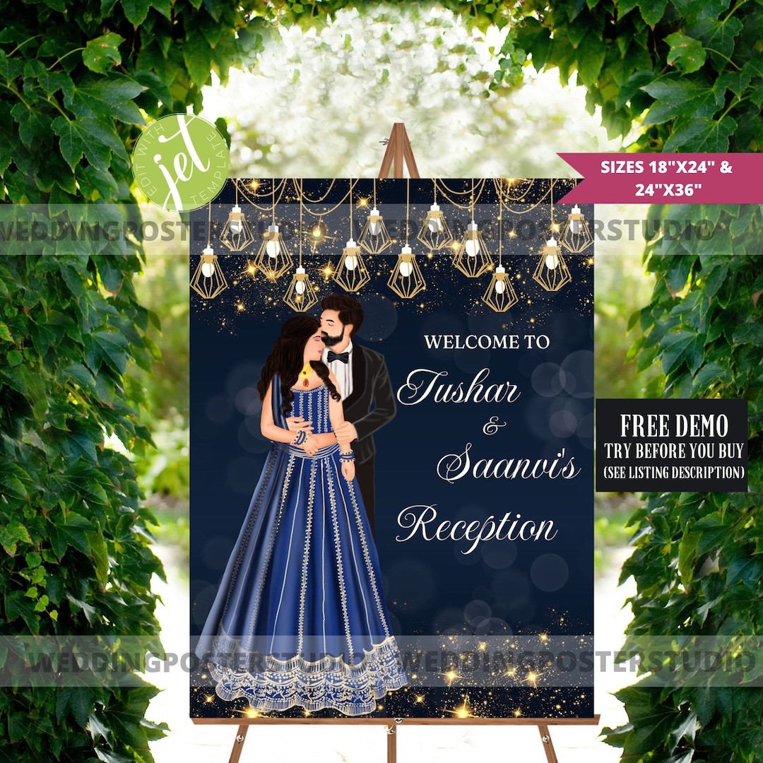 Desi Reception Sign, Engagement Sign, Indian Sangeet Sign, Indian ...