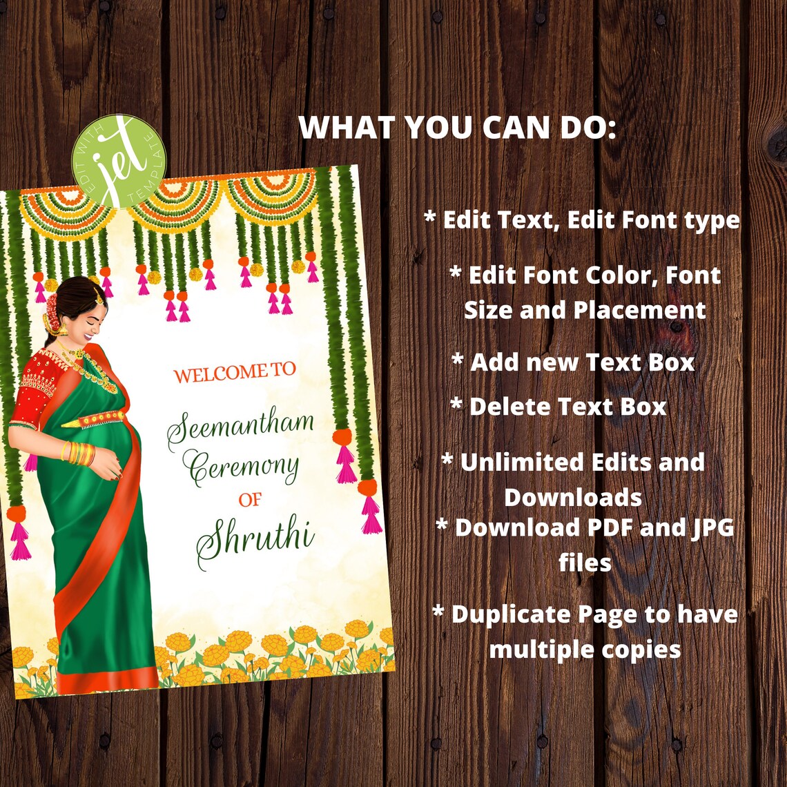 Seemantham Ceremony Sign: Desi Baby Shower Decor (digital Download) - Etsy