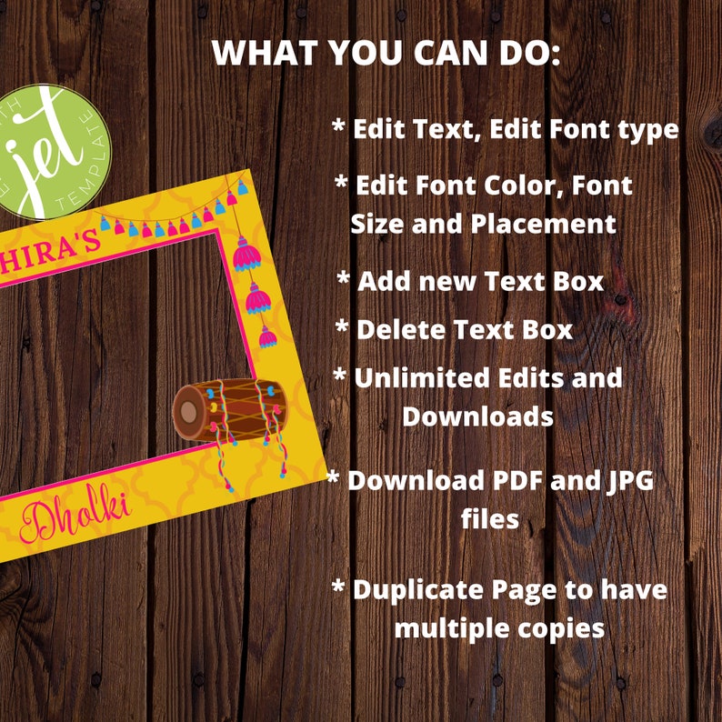Dholki/sangeet/jaggo Photo Booth Frame Dholki Props Wedding - Etsy