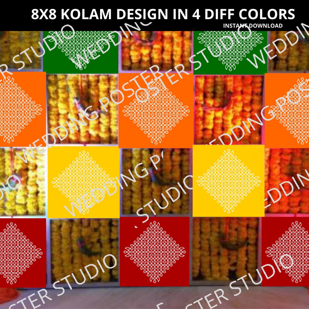 Kolam Background Decor Digital File, Indian Wedding Backdrop, Muggu ...