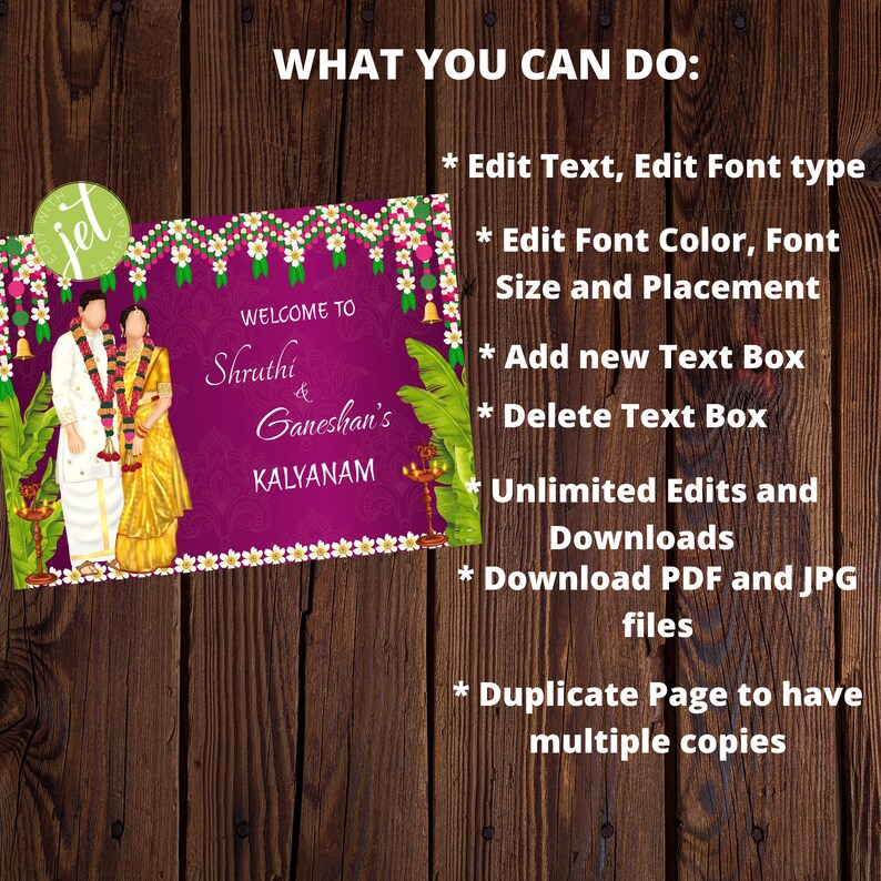 Tamil and Telugu Wedding Welcome Sign South Indian Wedding - Etsy