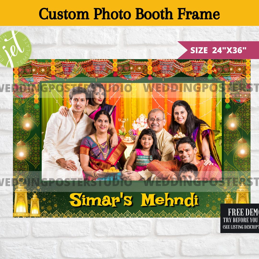 Editable Mehndi Photo Booth Frame: Indian Wedding Decor (24"x36 ...