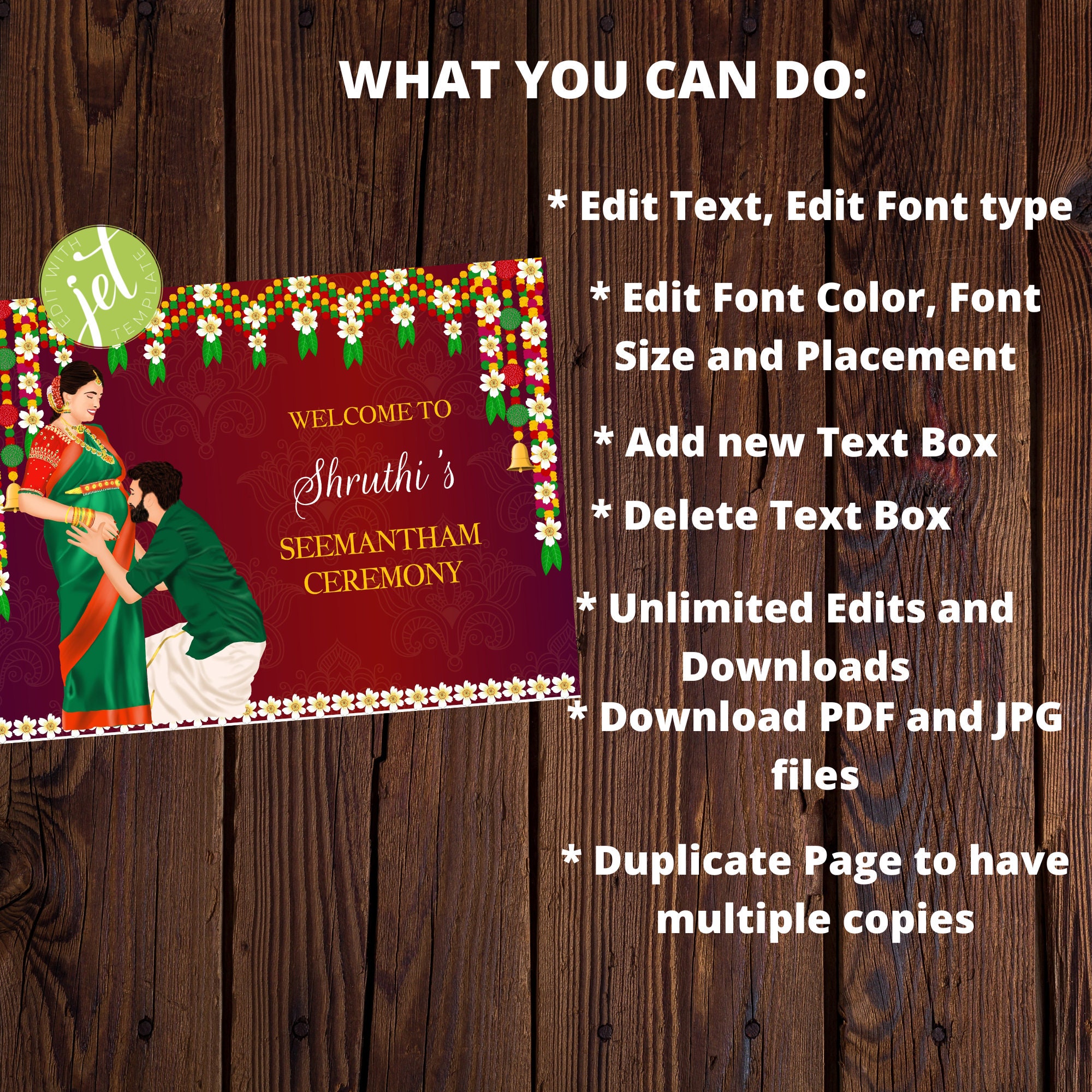 Seemantham Ceremony Sign: Desi Baby Shower Decor (digital Download) - Etsy