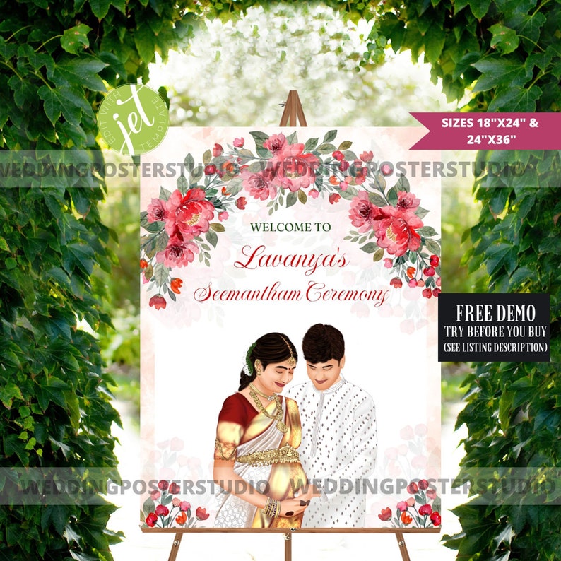 Seemantham Ceremony Sign: Desi Baby Shower Decor (digital Download) - Etsy