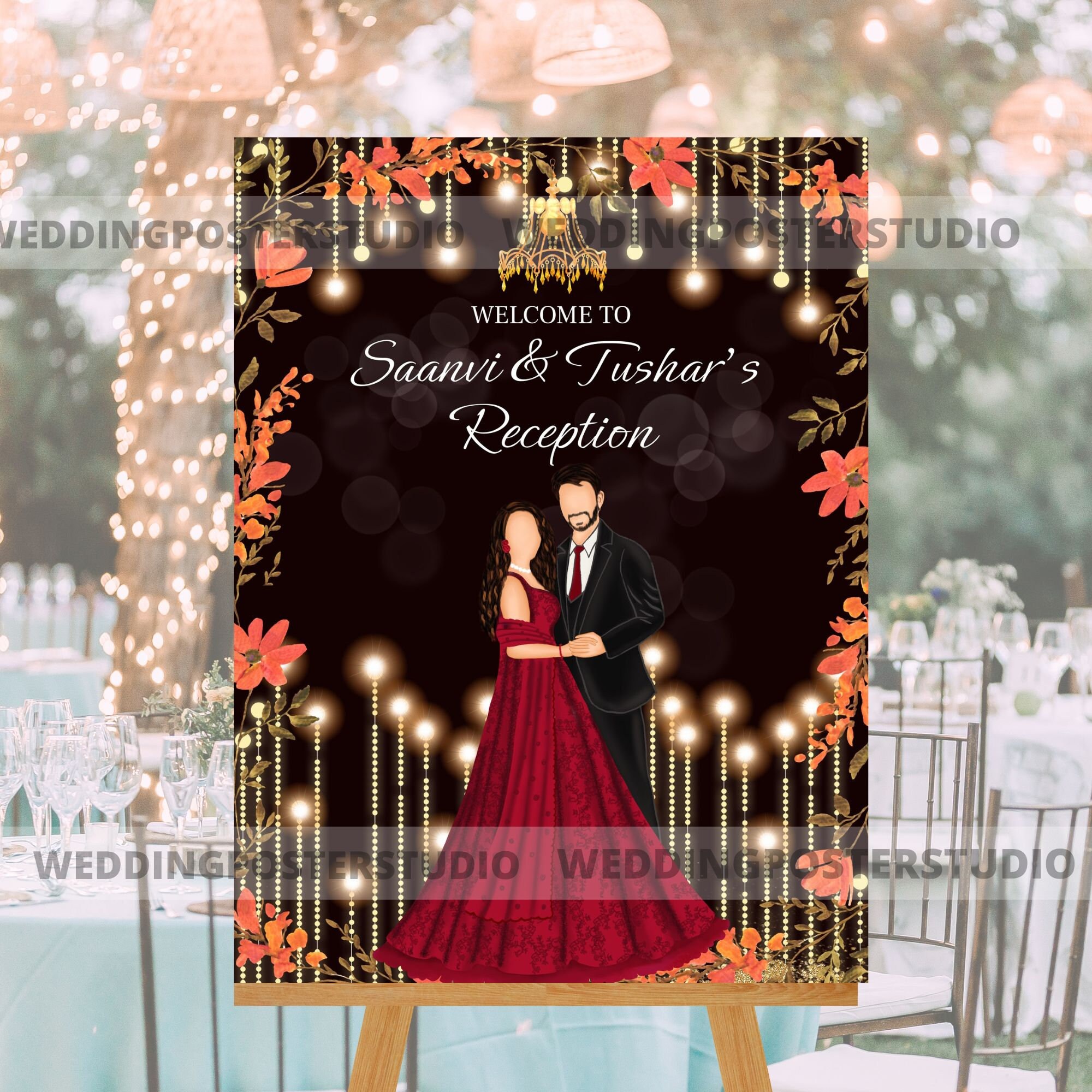 Indian Reception Welcome Sign: Customizable Dinner Party Decor (digital ...