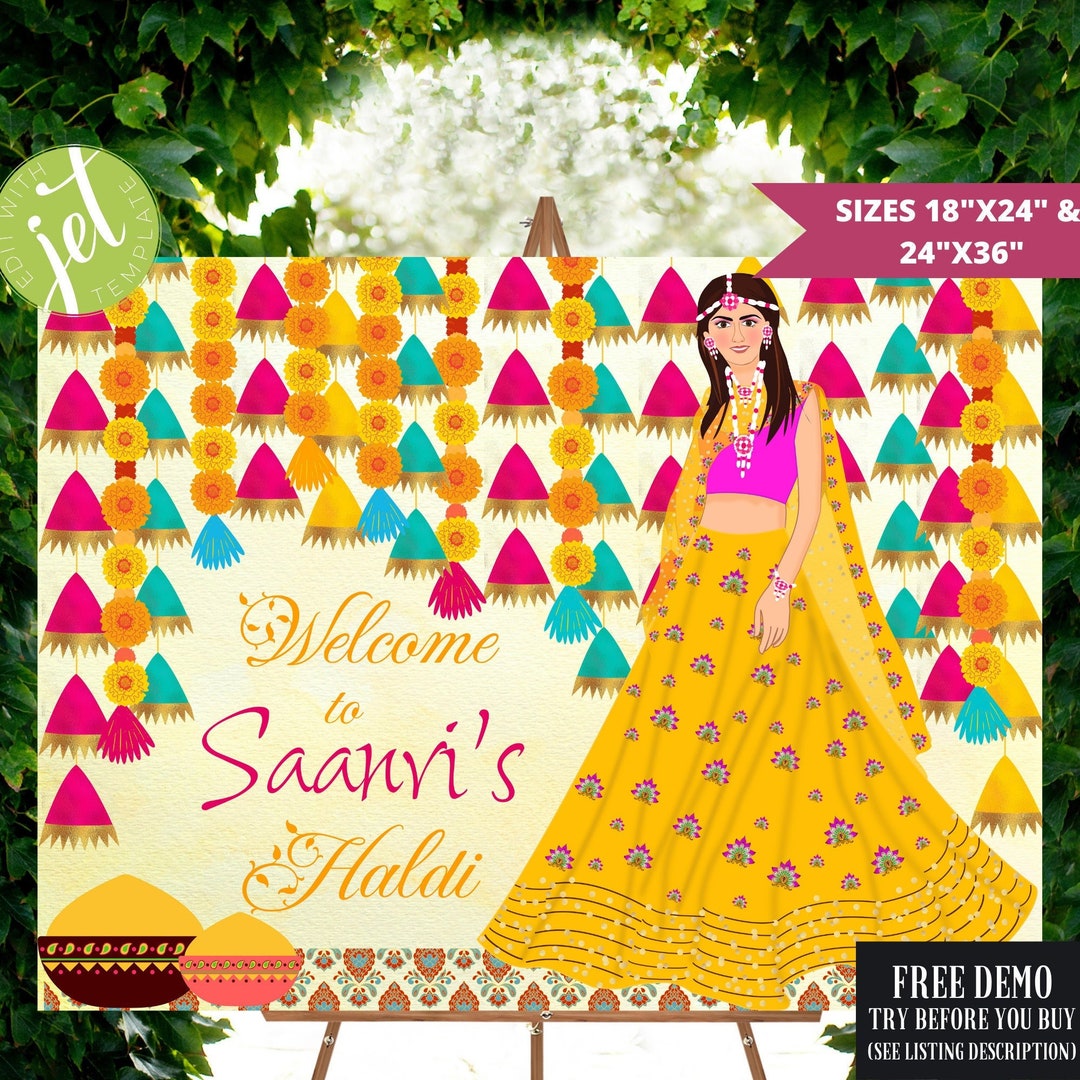 Haldi/mehndi Wedding Sign, Indian Wedding Signs, Mayun, Hindu Wedding ...
