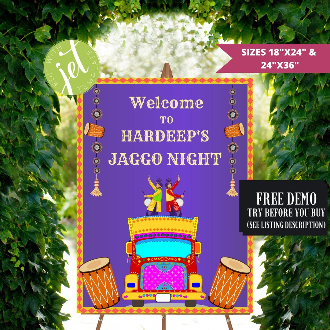 Punjabi Wedding Sign,jaggo Night Sign, Maiyan Sign, Jaggo Night ...