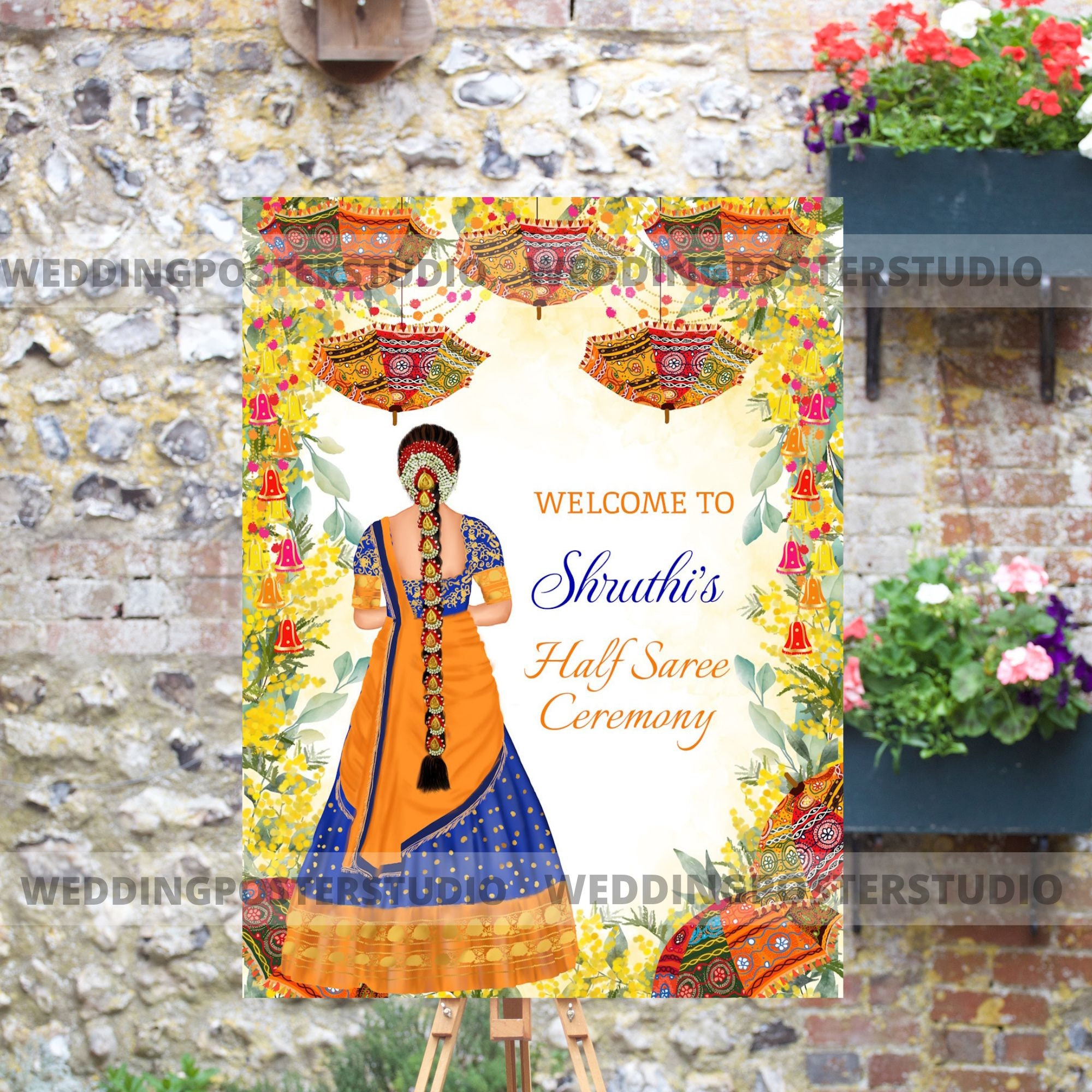 Editable Half Saree Ceremony Welcome Sign: Tamil Ceremony (digital ...
