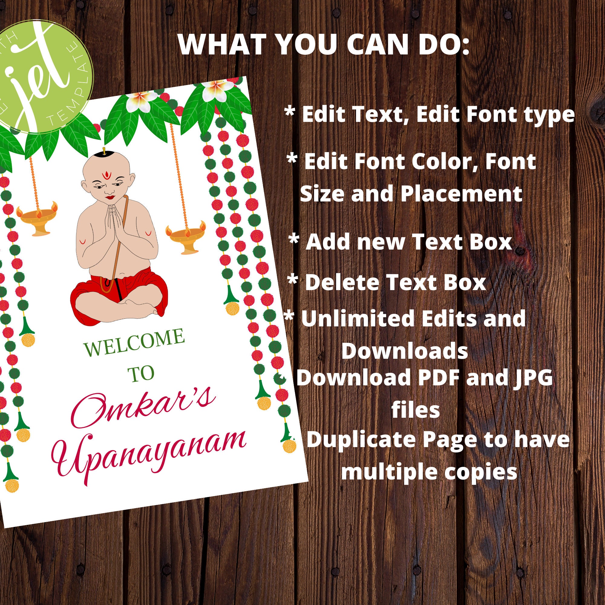 Editable Upanayanam Ceremony Sign: Indian Thread Ceremony (digital ...