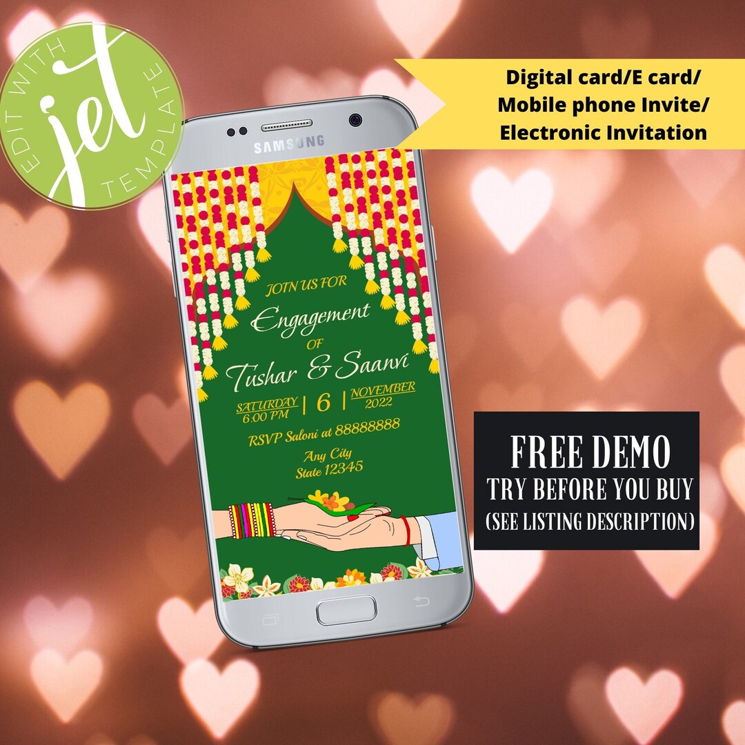 Hindu Wedding Invite, Indian Wedding Digital Invite, Indian Bride Groom ...