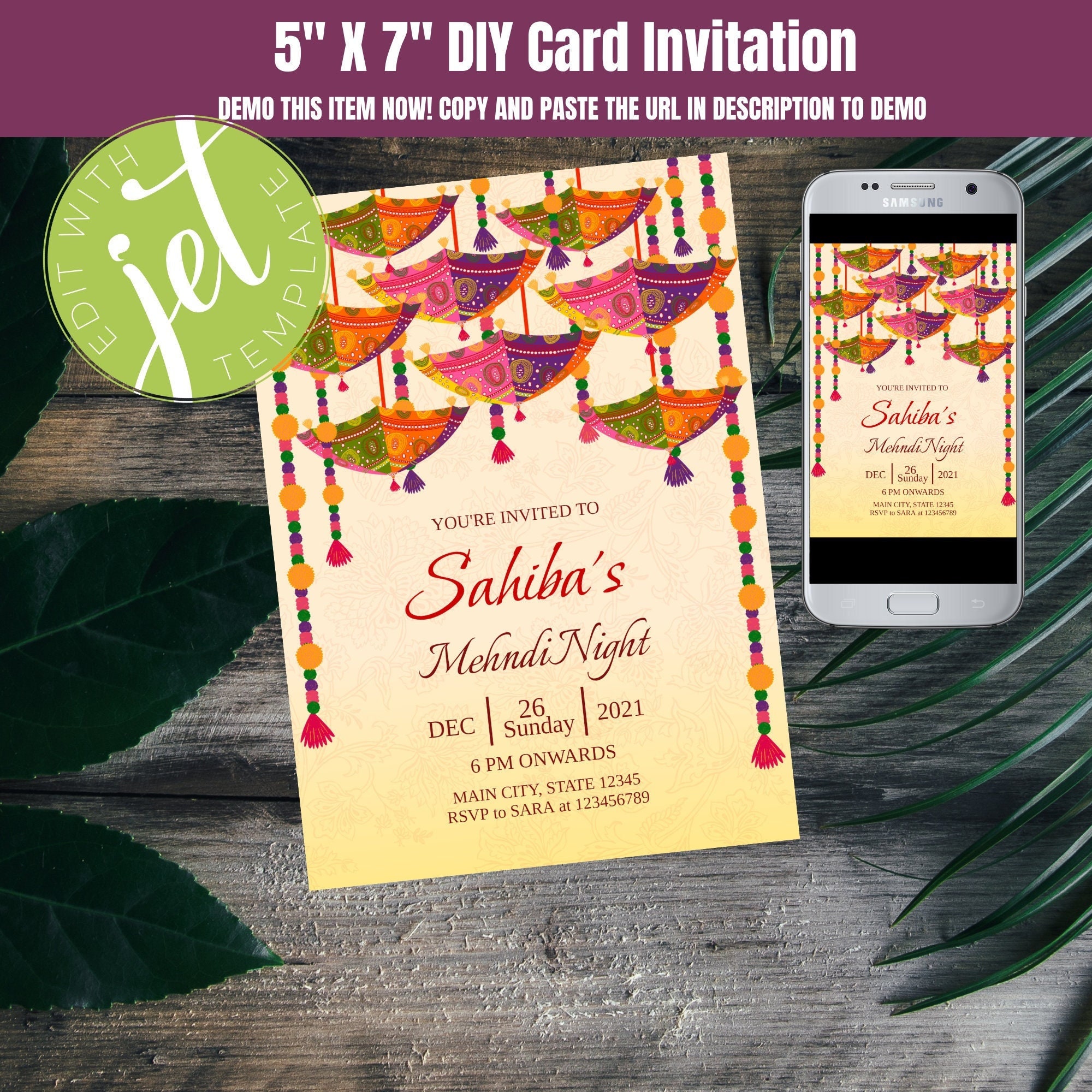 Henna Night Invite Indian Wedding Invites Dholki Invite - Etsy