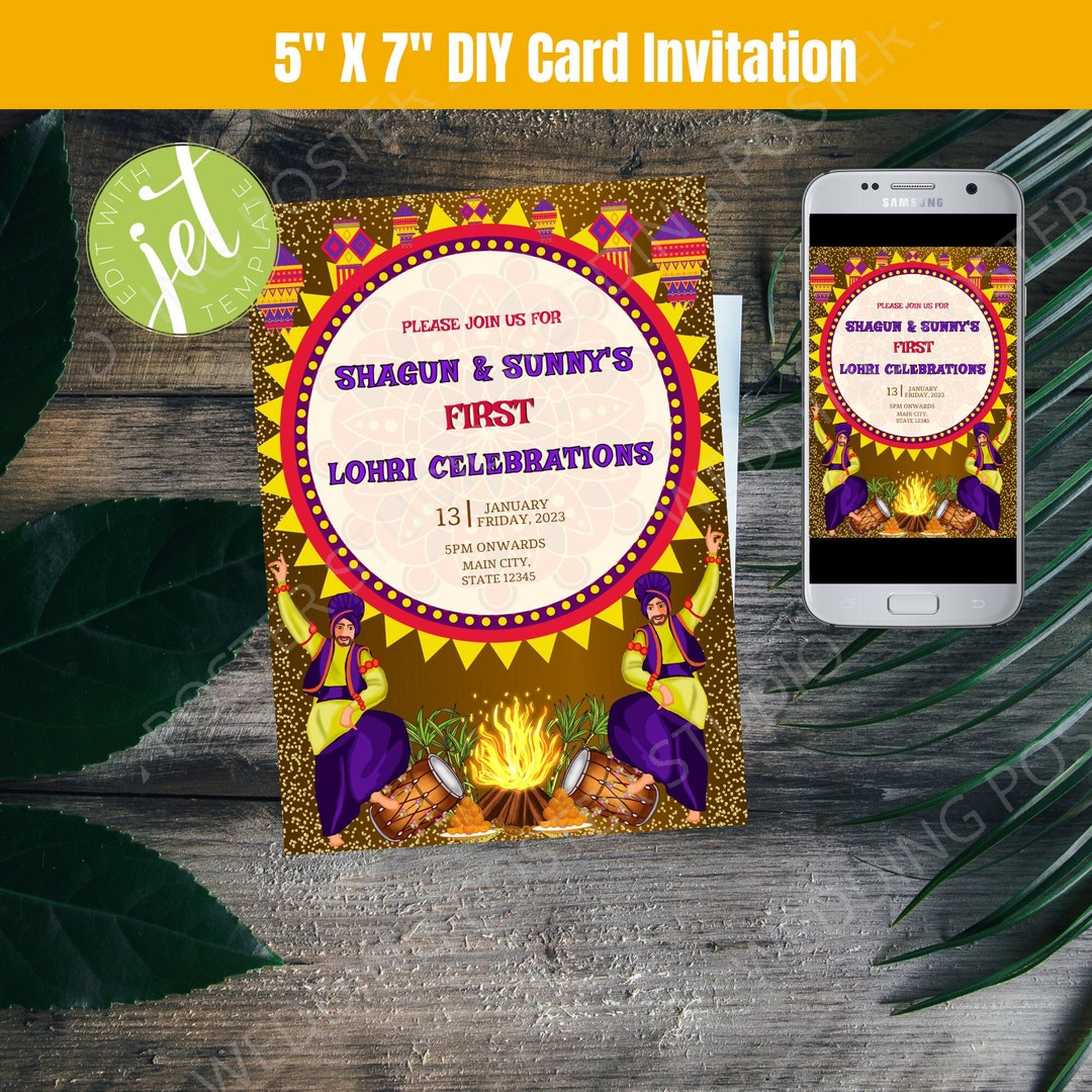 Lohri Invitation, Lohri Party Invite, Lohri Digital Invite, Instant ...