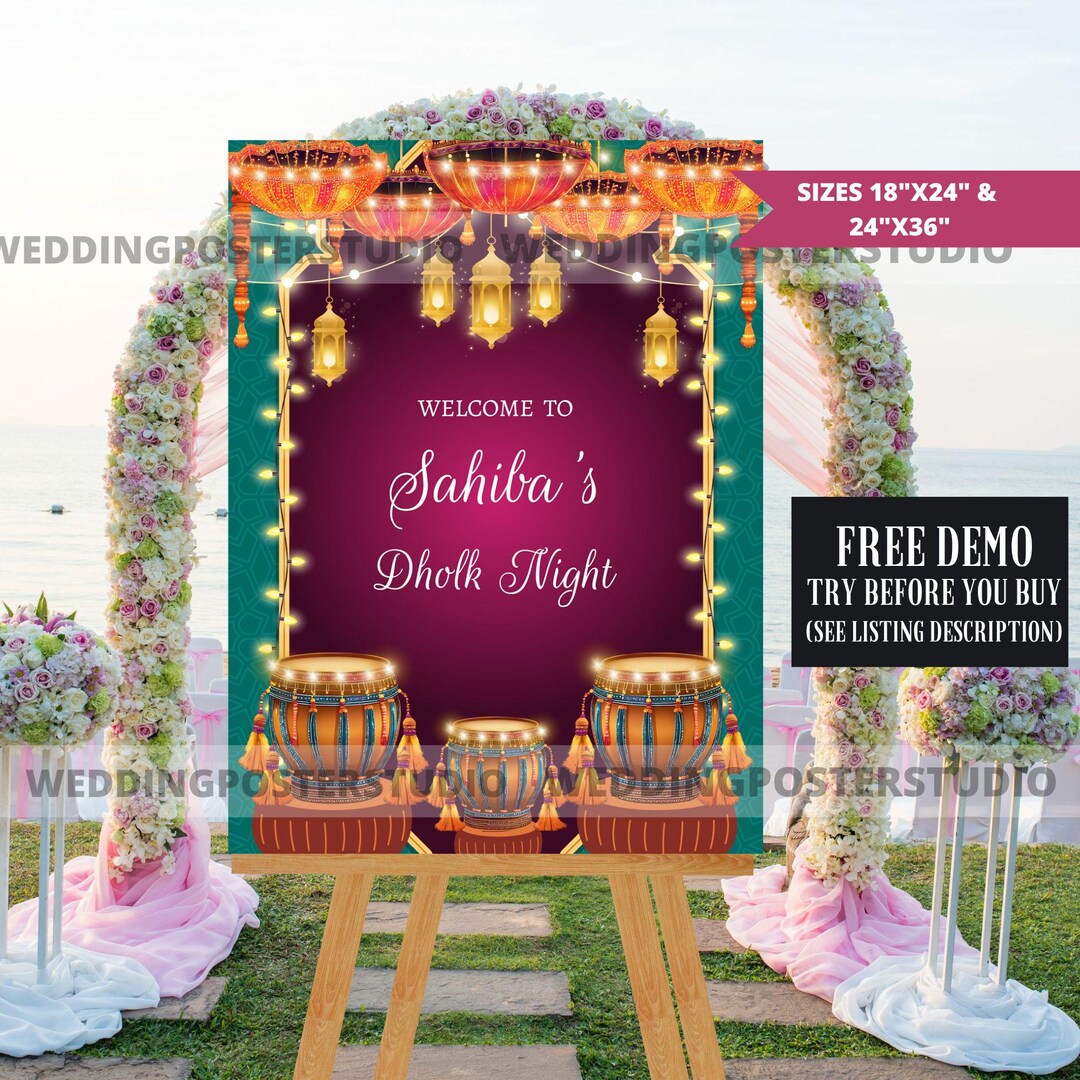 Editable Dholki Night Sign: Pakistani Wedding Decor (digital Download ...