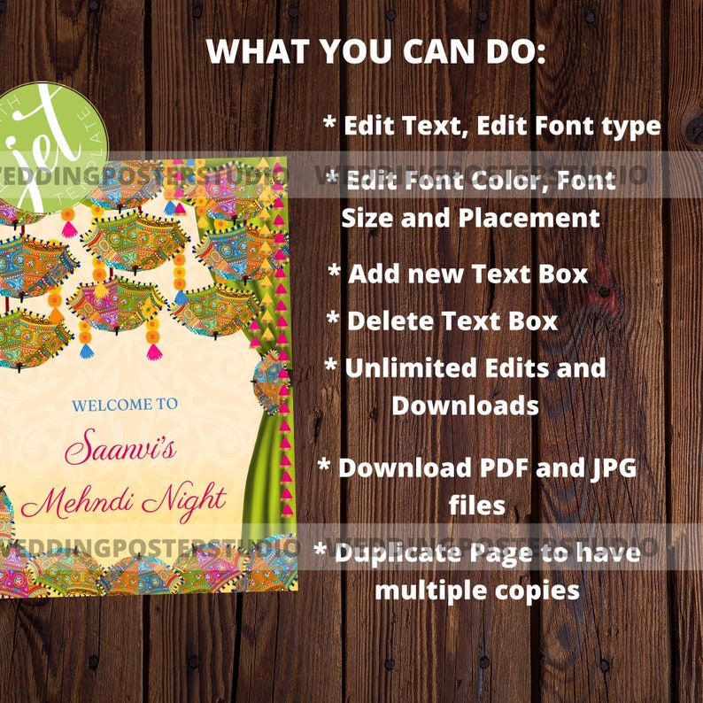 Mehndi Welcome Sign: Indian Wedding Decor (digital Download) - Etsy