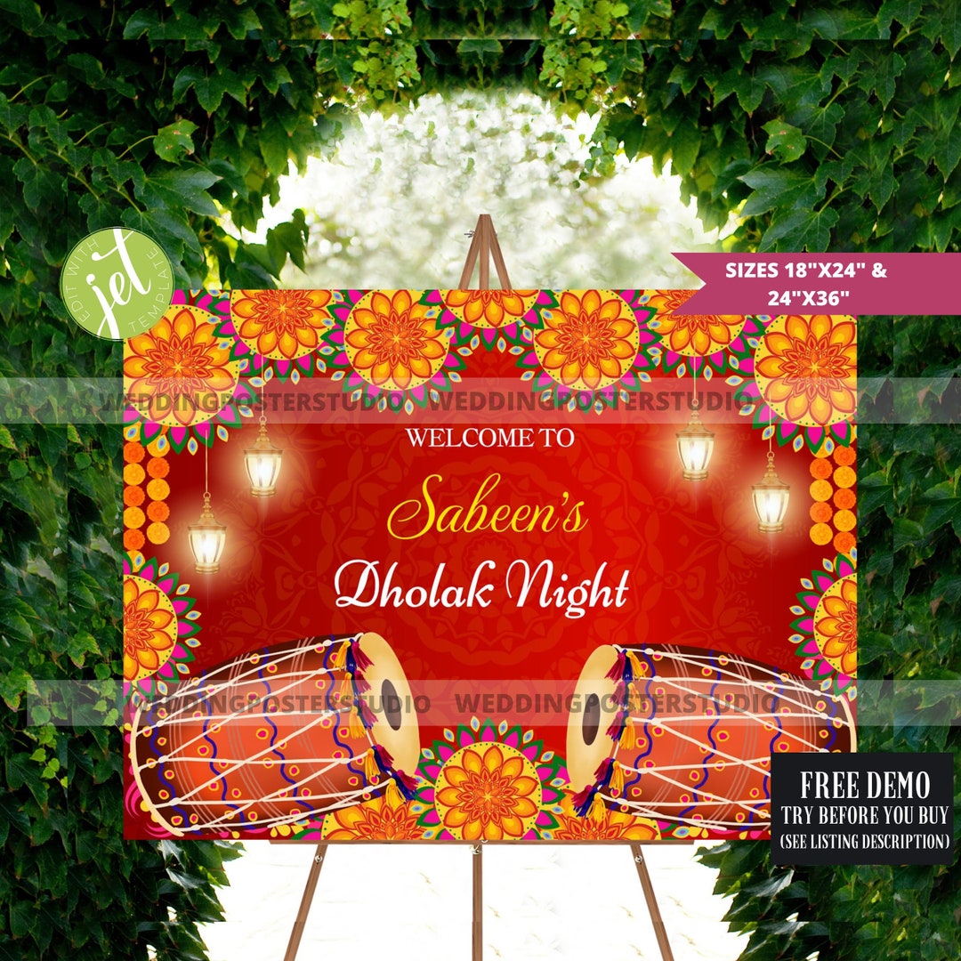 Dholki/sangeet Sign, Wedding Dholki Sign, Punjabi Weddings, Pakistani ...