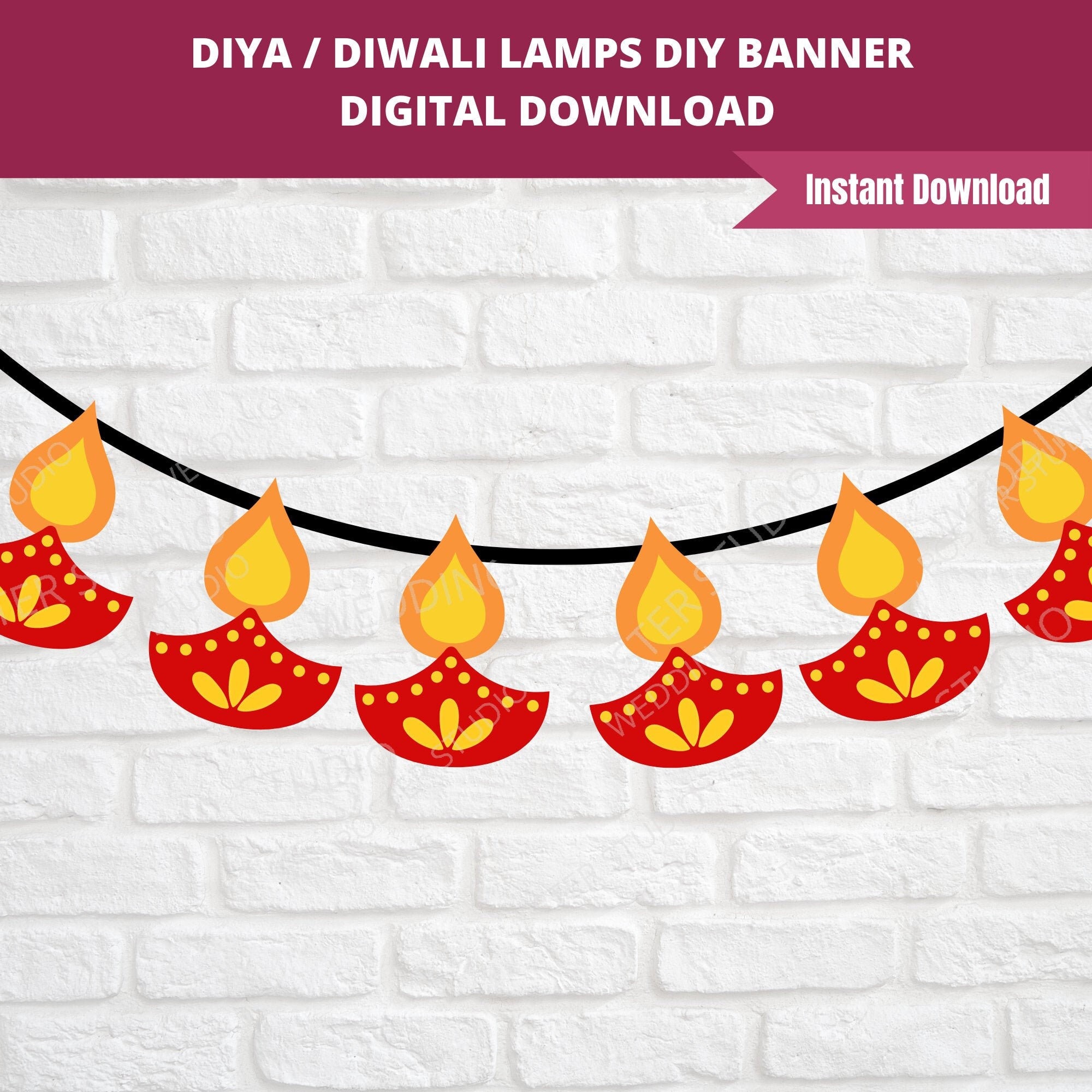 DIY Diya Diwali Bunting Instant Download Diwali Decoration - Etsy UK