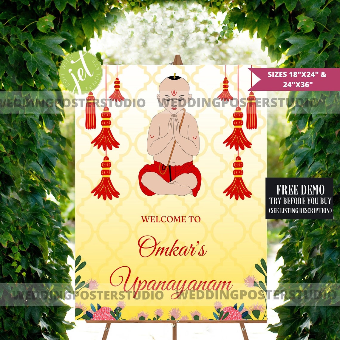 Upanayan Ceremony Sign: Customizable Thread Ceremony Signage (digital ...