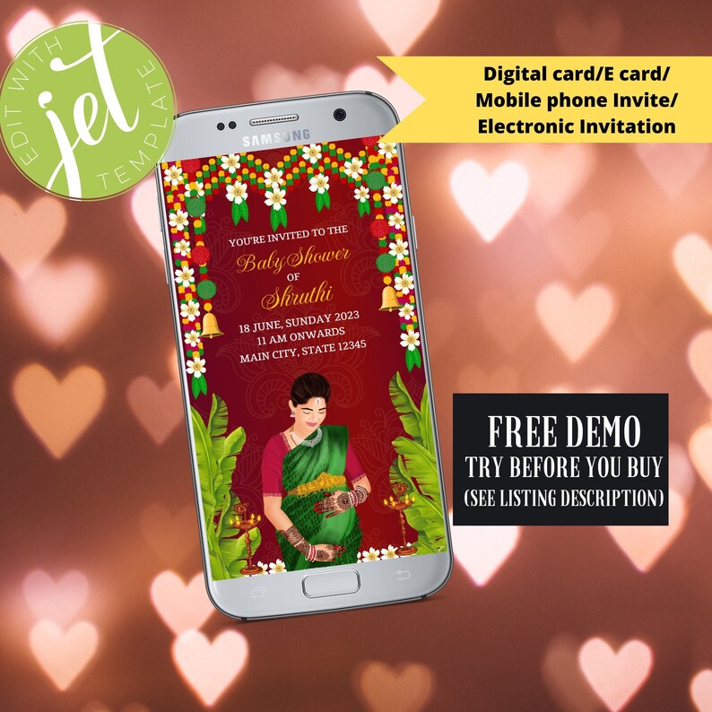 Seemantham Ceremony Invite Valaikappu Invites Baby Shower - Etsy