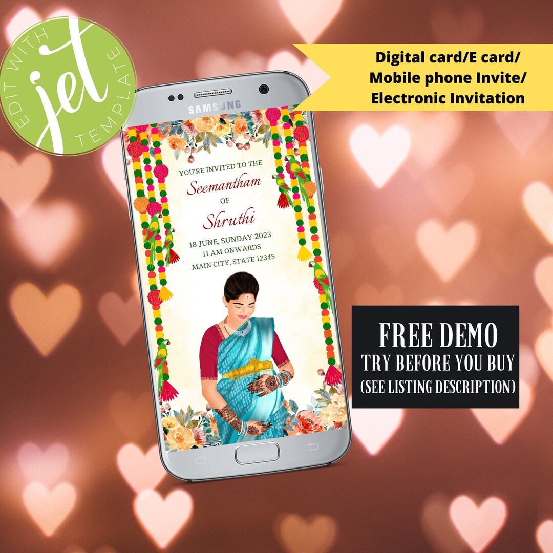 Seemantham Ceremony Invite: Indian Baby Shower (digital Download) - Etsy