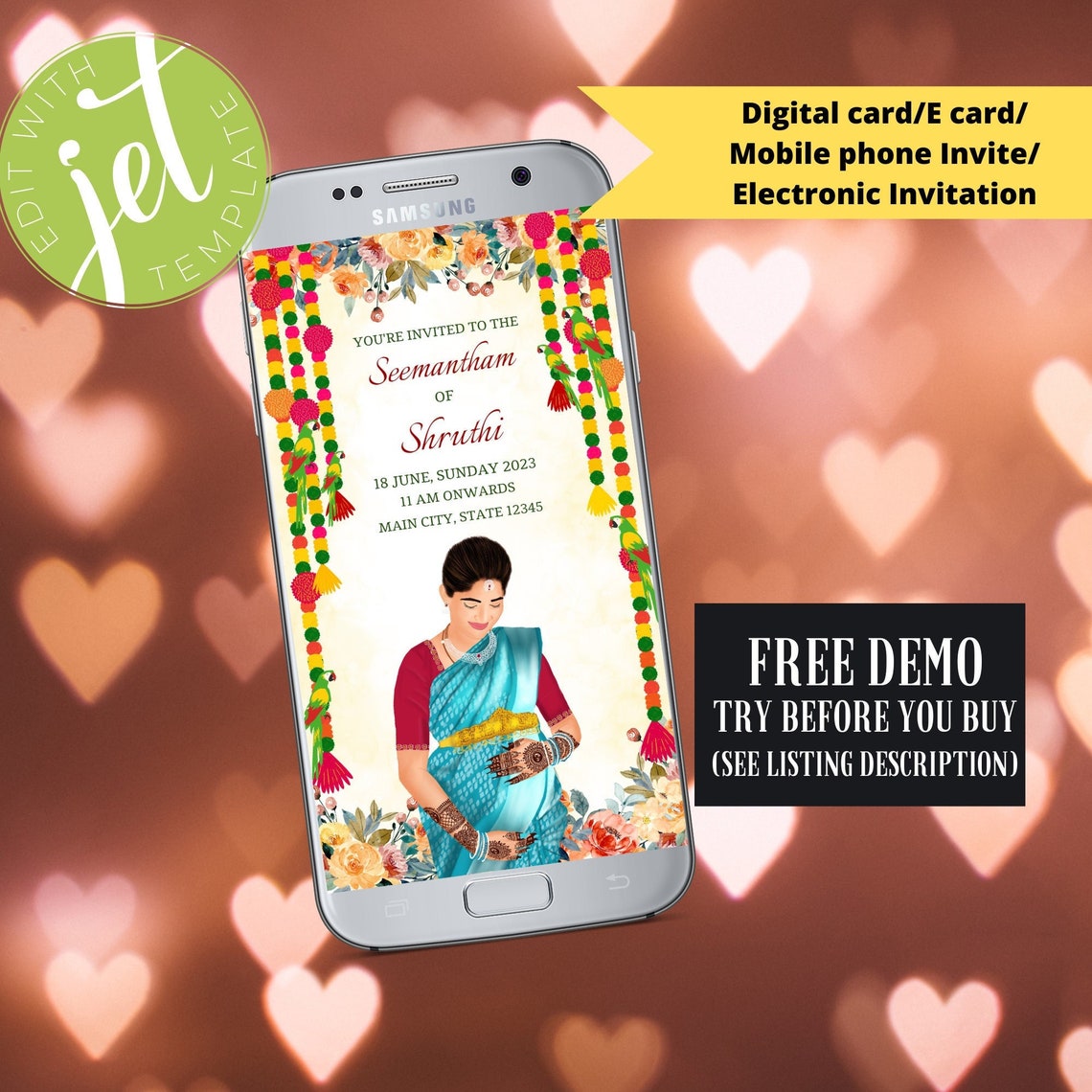 Seemantham Ceremony Invite Valaikappu Invites Baby Shower - Etsy