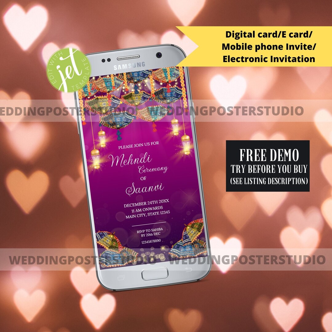 Invitación digital Mehndi, invitación Mehndi, invitación Henna ...